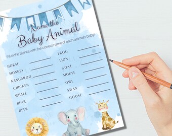 Baby Shower Game Name the Baby Animal - Etsy