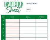 Employee Sign in Sheet Printable Form Digital File Instant - Etsy