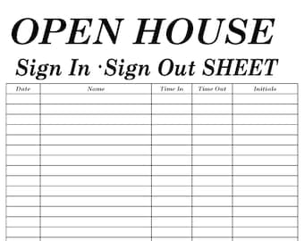 Sign in and Out Sheet , Printable Form, Digital File, Instant Download ...