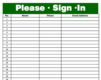 Sign in Sheet ,template, Versatile Printable and Editable, Client Sign ...