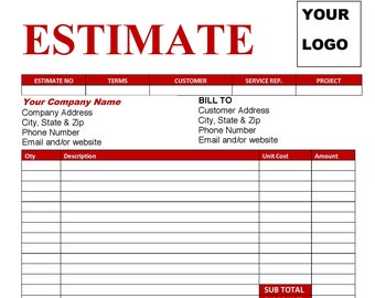 ESTIMATE-INVOICE Template Lined Platinum Printable Form Instant ...
