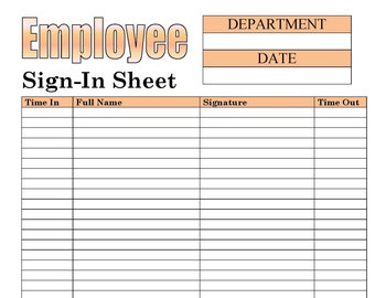 Employee Sign in Sheet Printable Form, Digital File, Instant Download ...