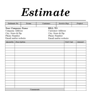 Estimate-invoice | Template Word | Printable | Download| Grayish ...