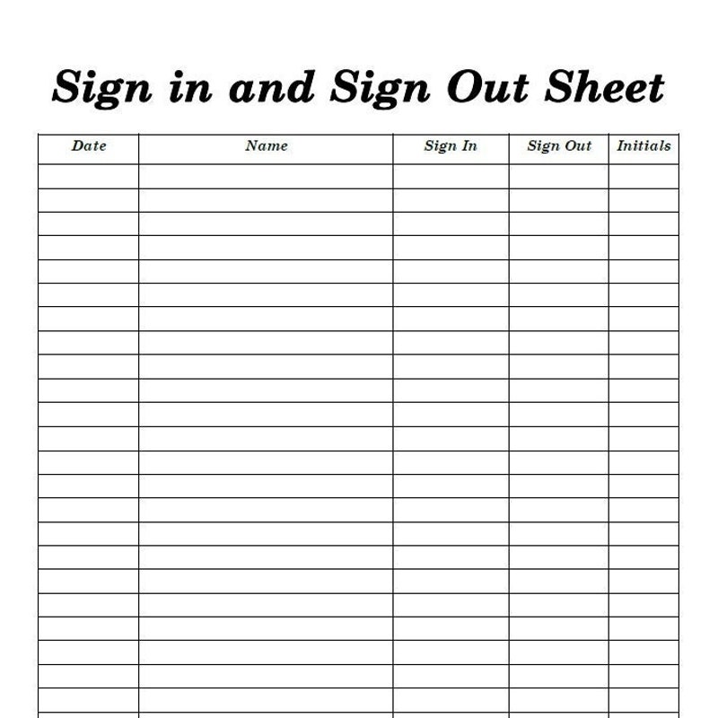 Key Sign Out Sheet - Etsy UK