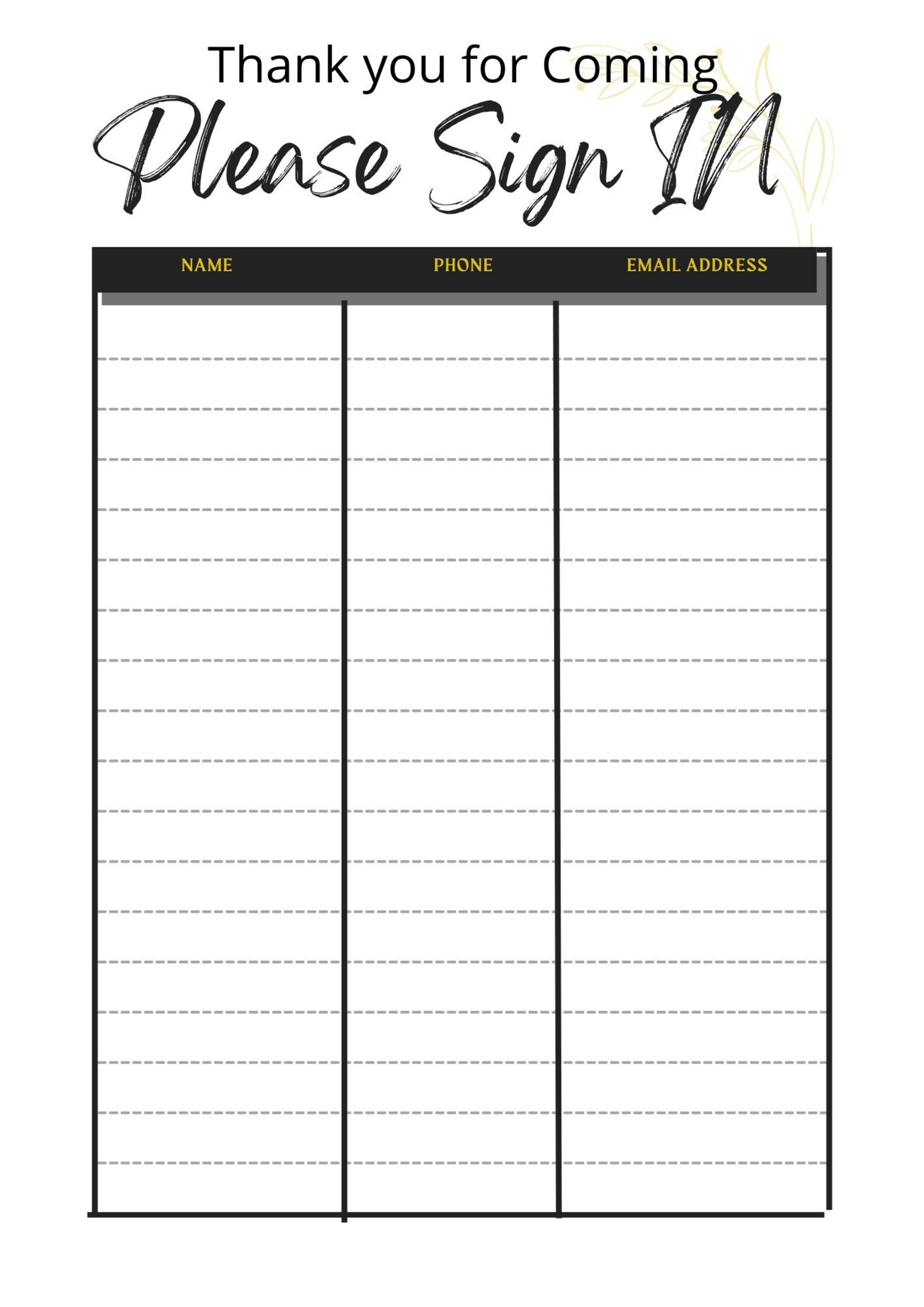 Open House Sign-in Sheet | Real Estate Marketing | Instant Download ...