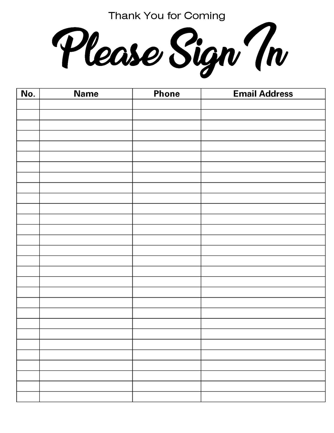 Open House Sign in Sheet, Elegant Black and White Edition (PDF, DOC) - Etsy
