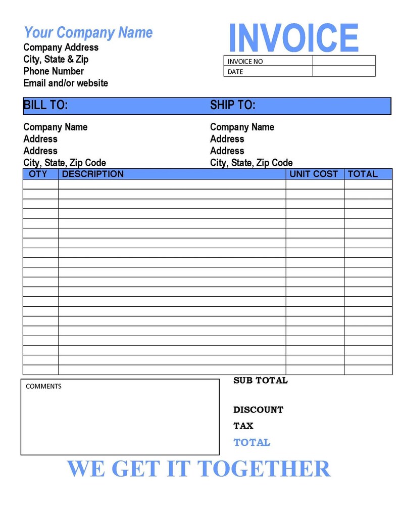 Estimate -invoice | Template Word | Printable | Download| Fall Blue ...