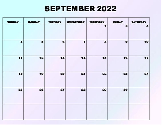 Colorful September 2022 Calendar