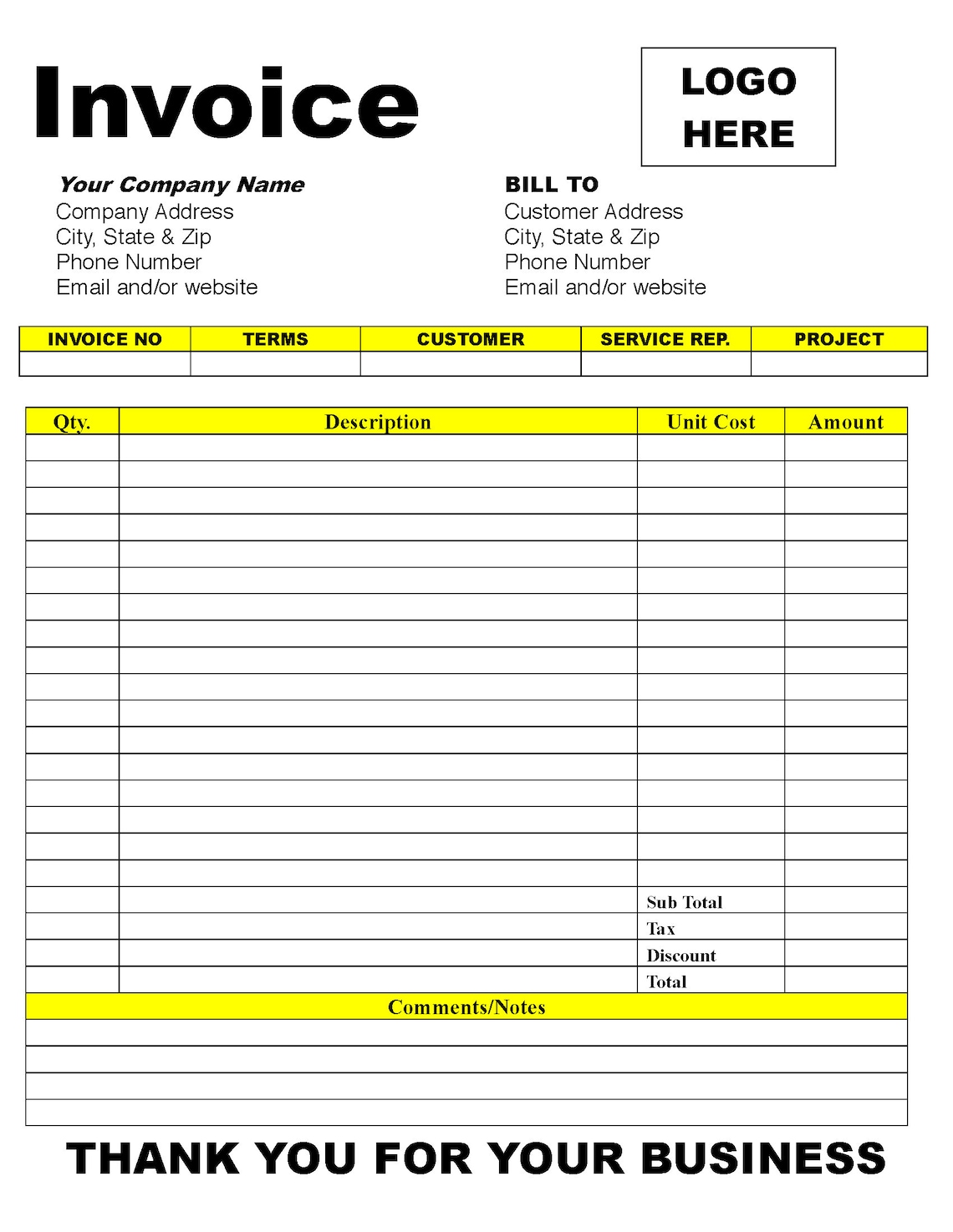 Estimate-invoice Template | Word | Printable | Instant Download| Spring ...
