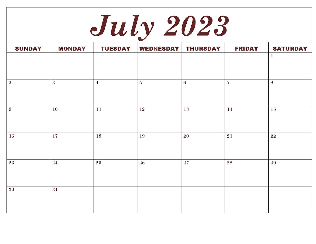 12 Month Calendar July 2023-june 2024 | Printable| Instant Downloadable ...