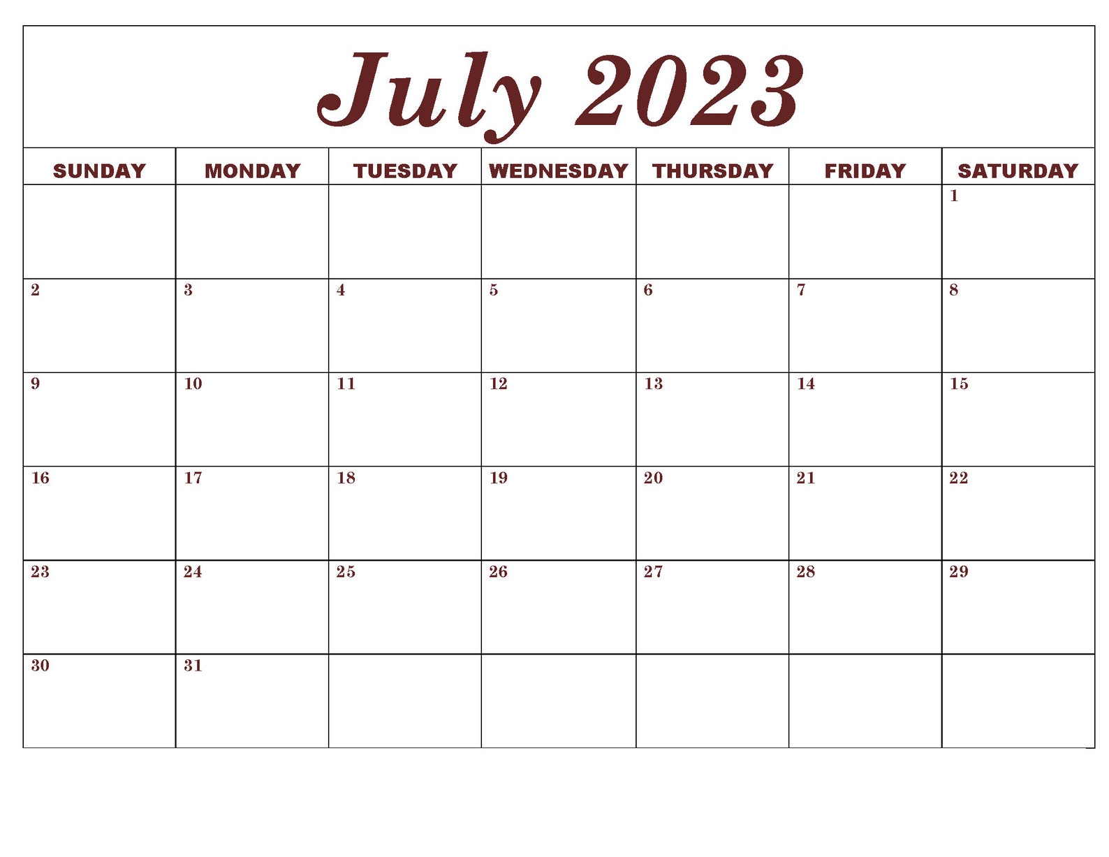12 Month Calendar July 2023-june 2024 | Printable| Instant Downloadable ...