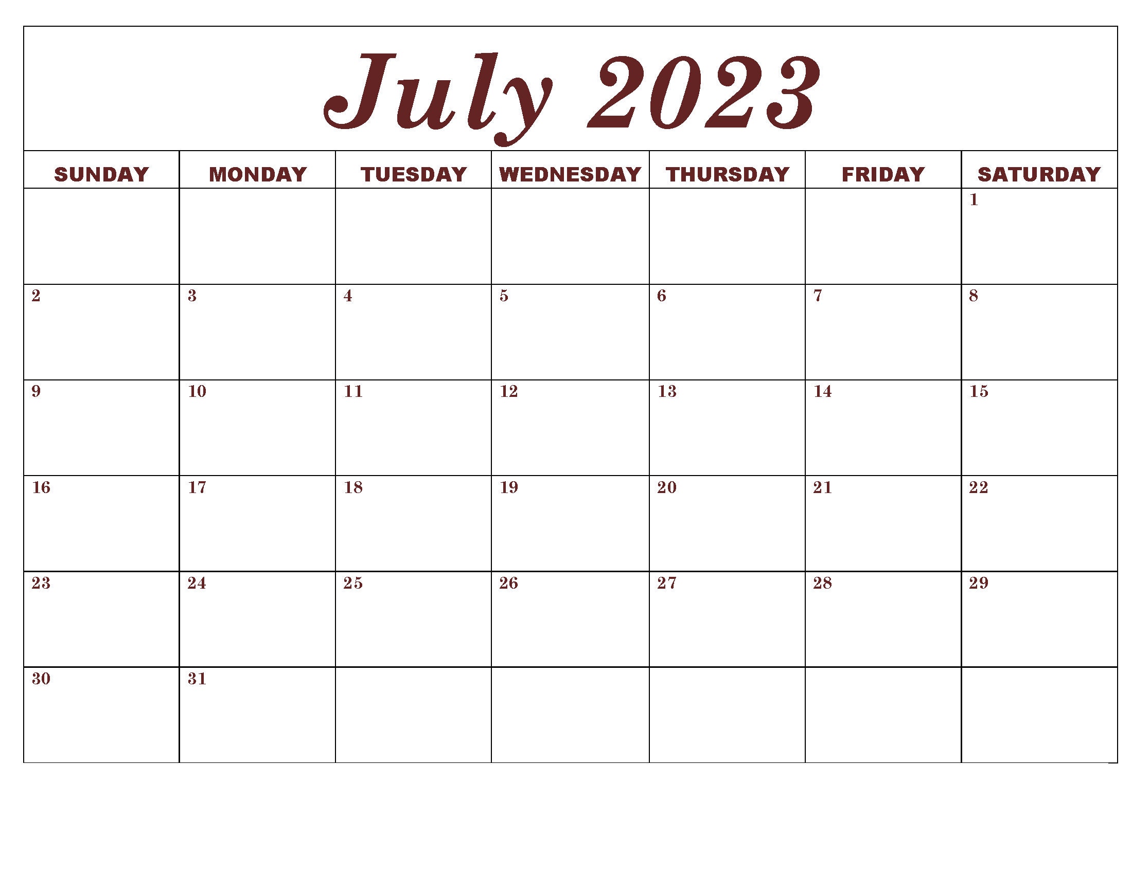12 Month Calendar July 2023-june 2024 | Printable| Instant Downloadable ...