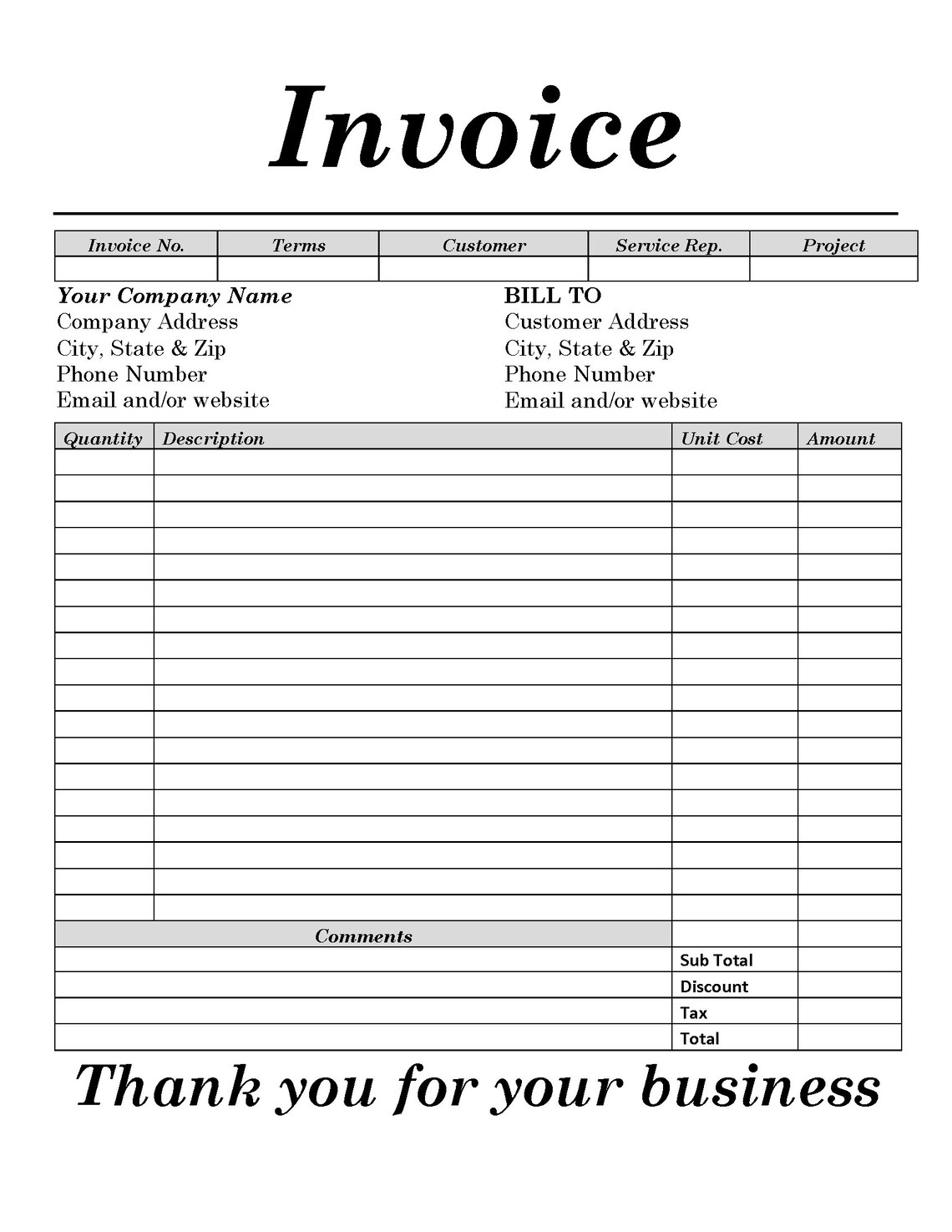 Estimate-invoice | Template Word | Printable | Download| Grayish ...