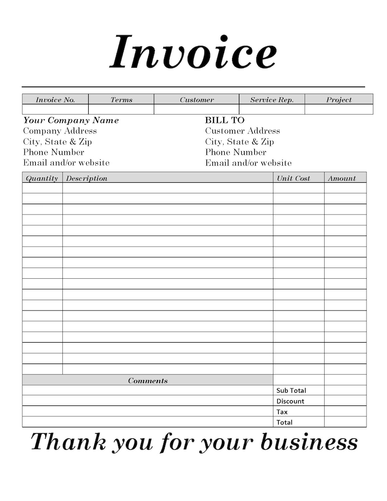 Estimate-invoice | Template Word | Printable | Download| Grayish ...