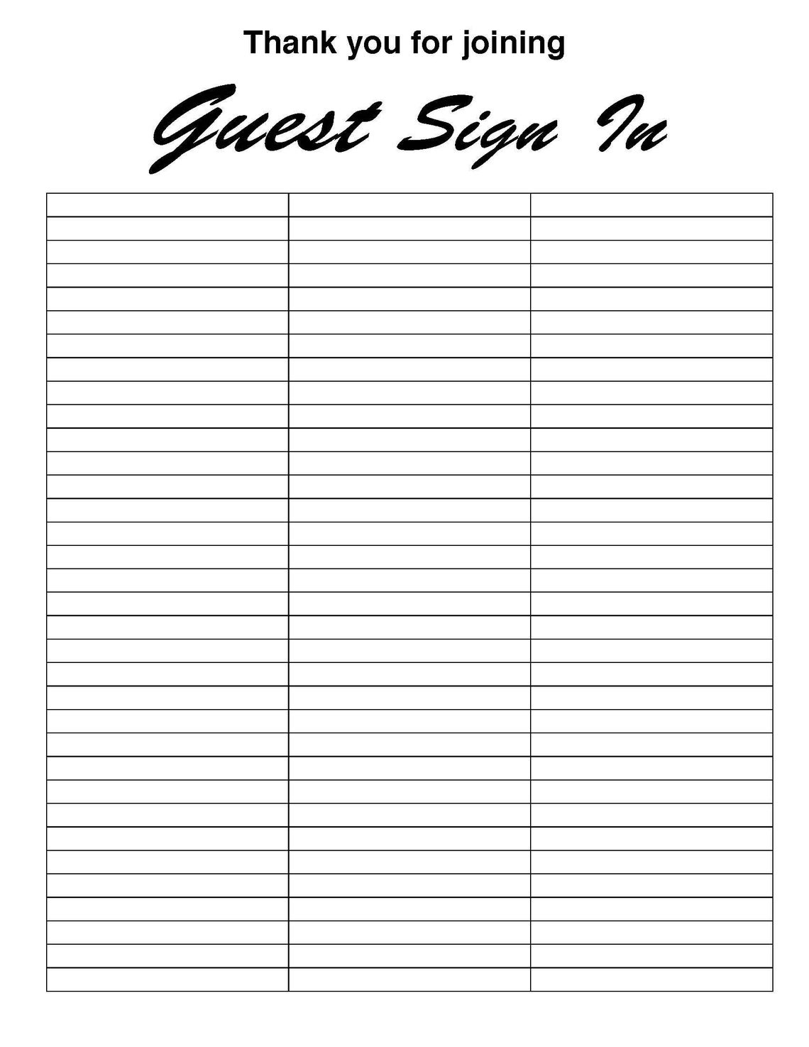 Guest Sign-in Sheet | Events | Special Events| Instant Download | DOC ...