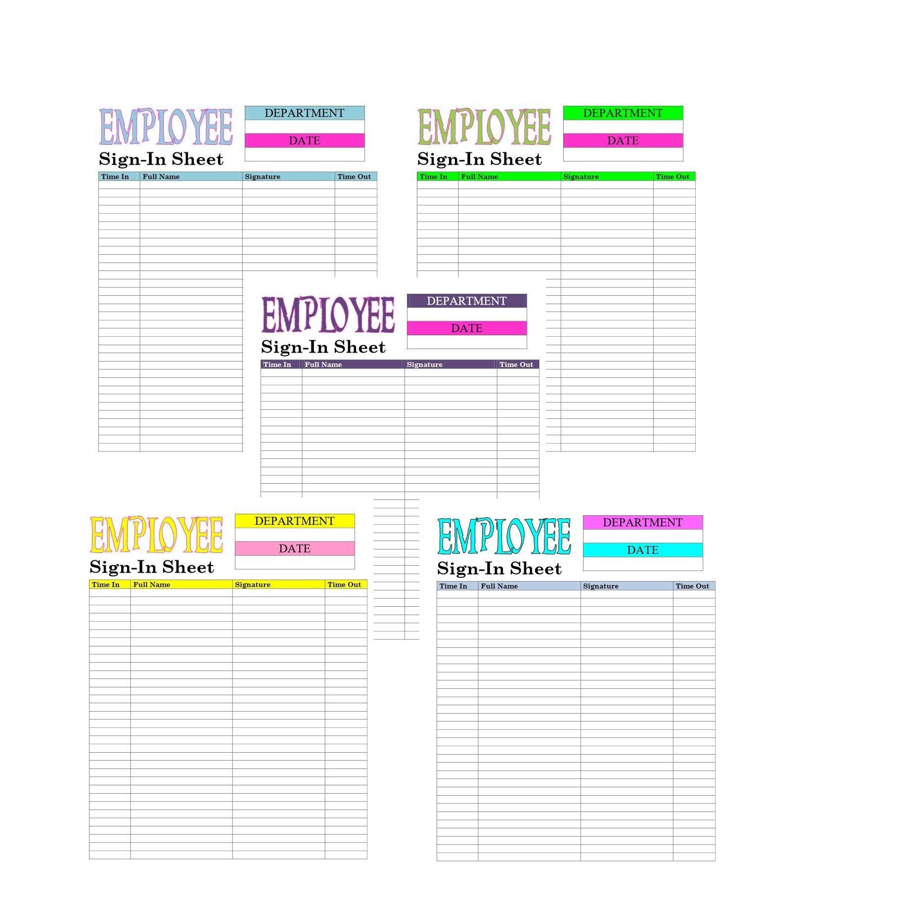 Employee Sign in Sheet , Template, Printable Sign in Template, Sign in ...