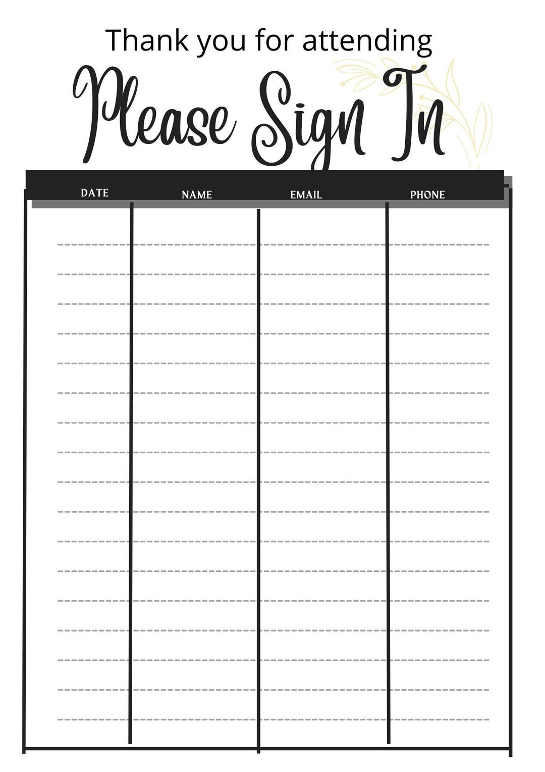 Open House Sign-in Sheet | Real Estate Marketing | Instant Download ...