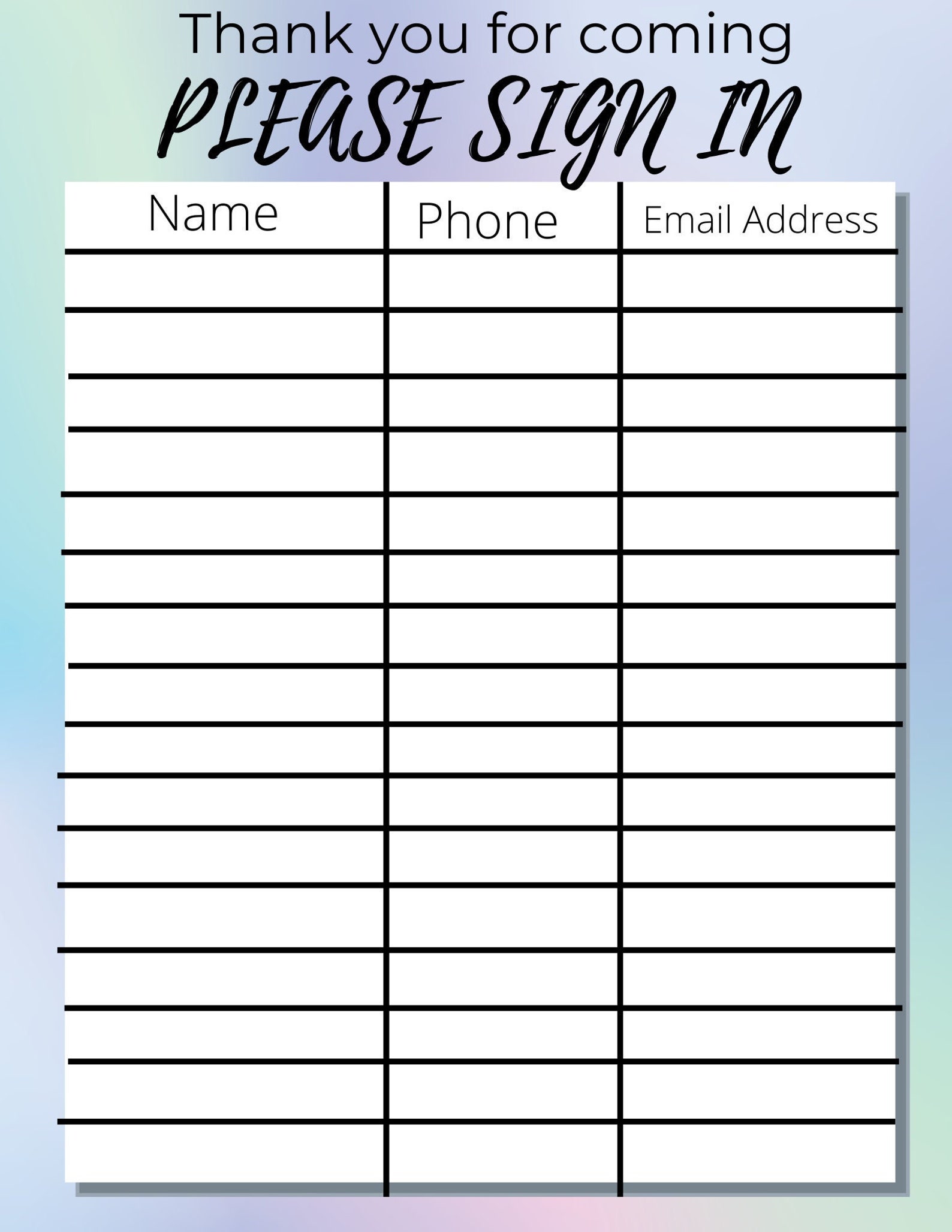 Open House Sign-in Sheet | Real Estate Marketing | Instant Download ...