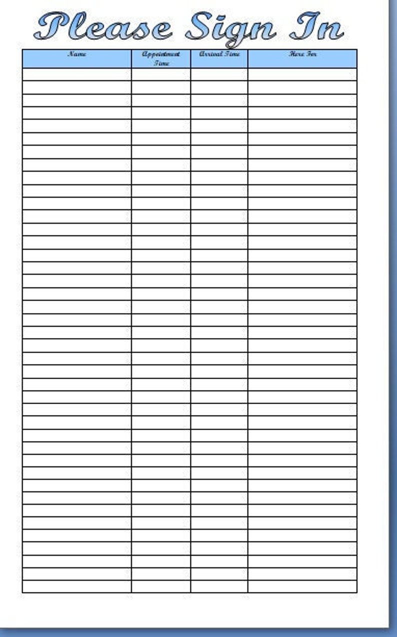 Editable Sign in Sheet, Sorority Sign in Sheet ,sorority, Guest Sign In ...