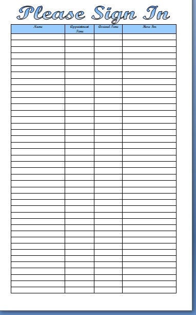 Editable Sign in Sheet, Sorority Sign in Sheet ,sorority, Guest Sign In ...