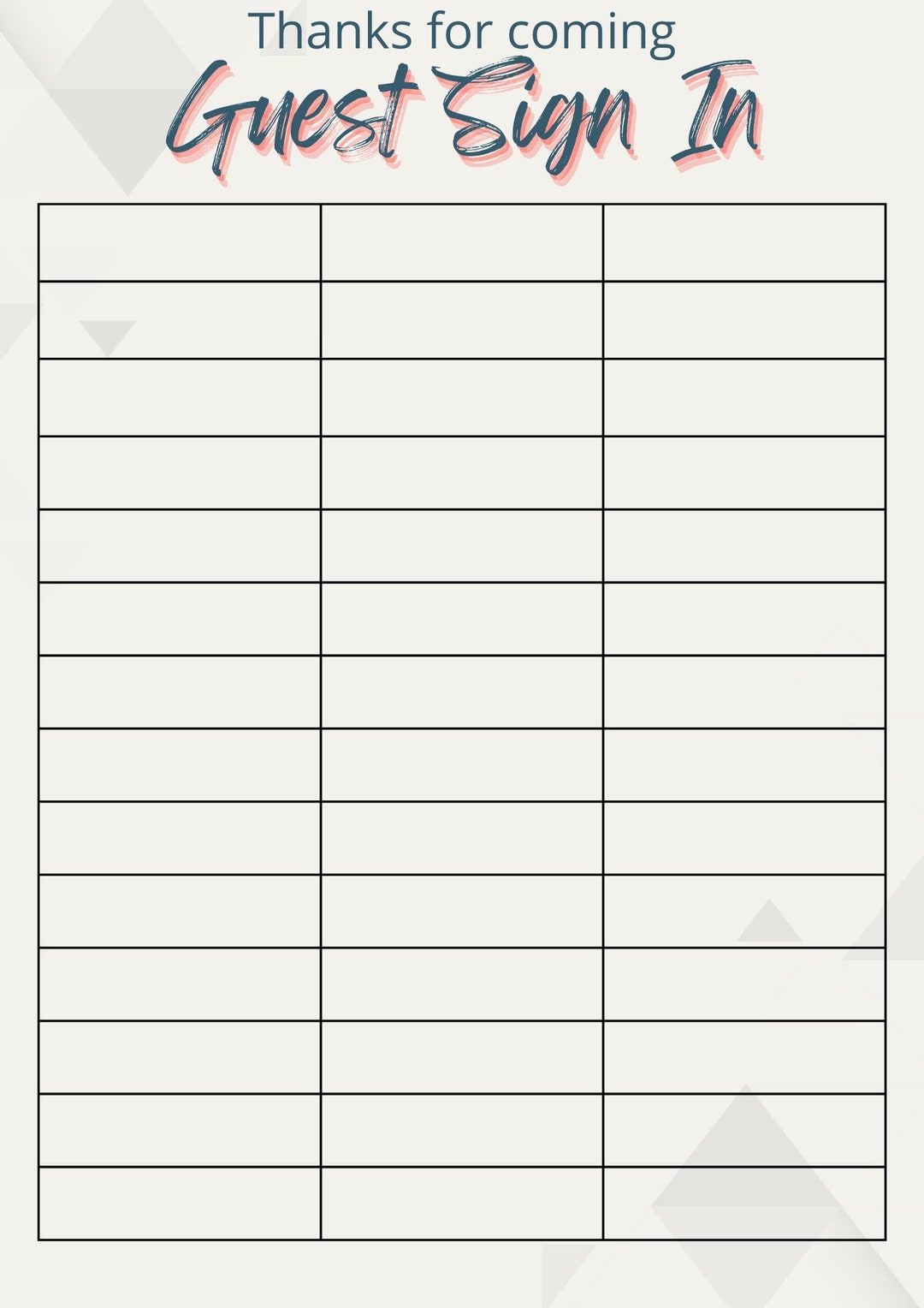 Guest Sign-in Sheet | Events | Special Events| Instant Download | PDF ...