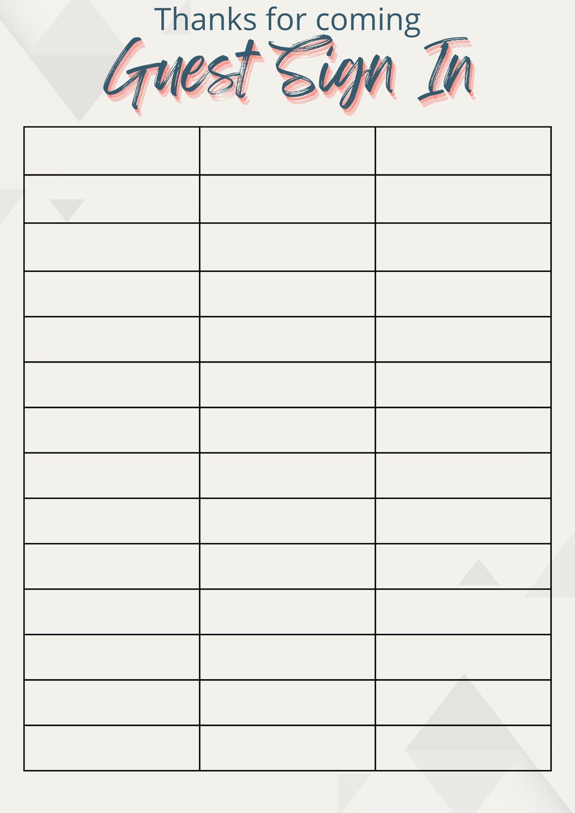 Guest Sign-in Sheet | Events | Special Events| Instant Download | PDF ...