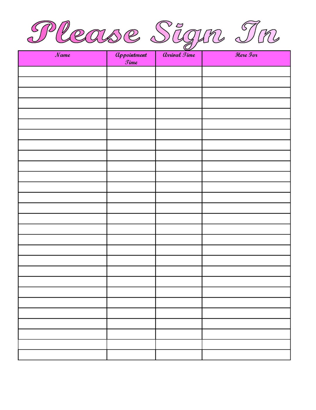 Editable Sorority Sign in Sheet, Printable Guest List (digital Download ...