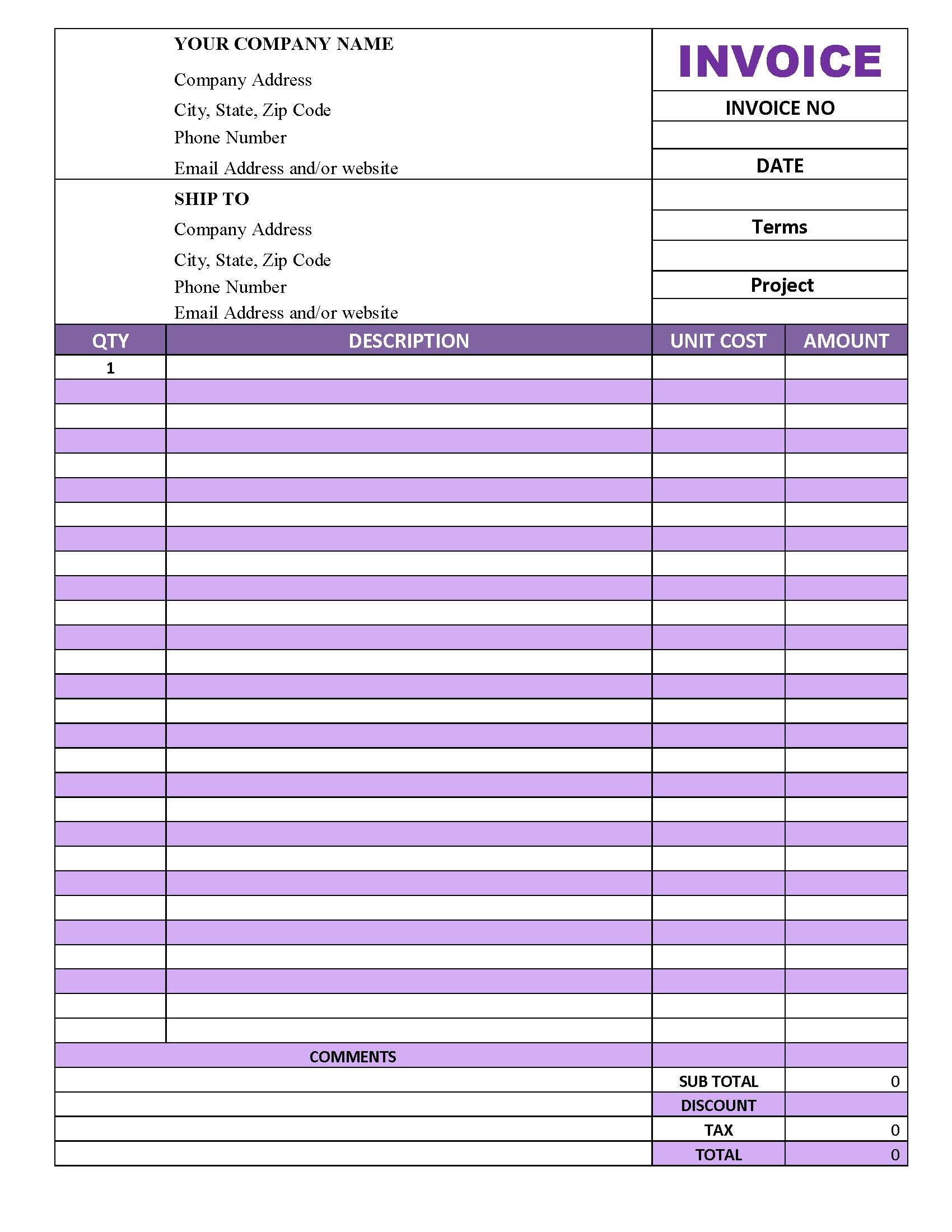 ESTIMATE-INVOICE Purple Lined Template Instant Download Printable Form ...