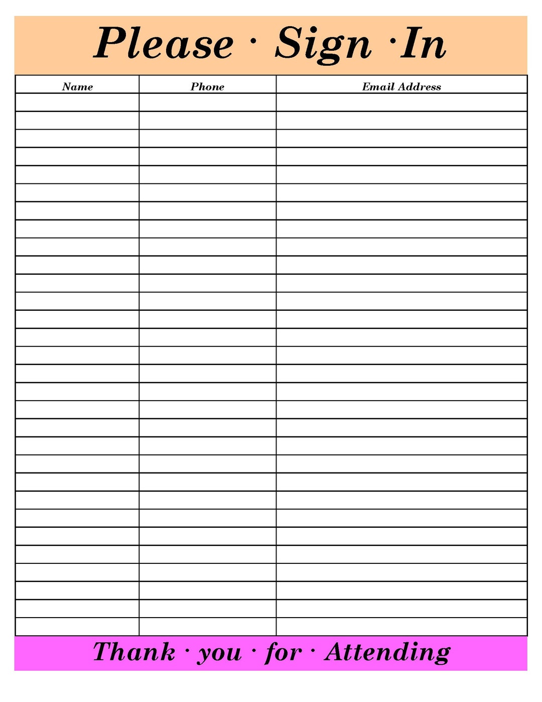 Sign in Sheet ,template, Hot Versatile Printable and Editable, Client ... Sign in Sheet ,template, Hot Versatile Printable and Editable, Client ...