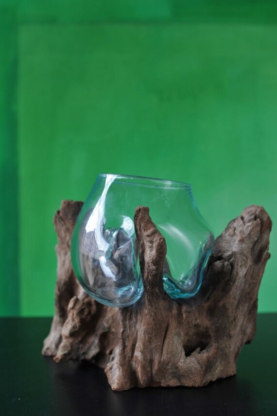 Root Wood Glass Vase unique Character - Etsy