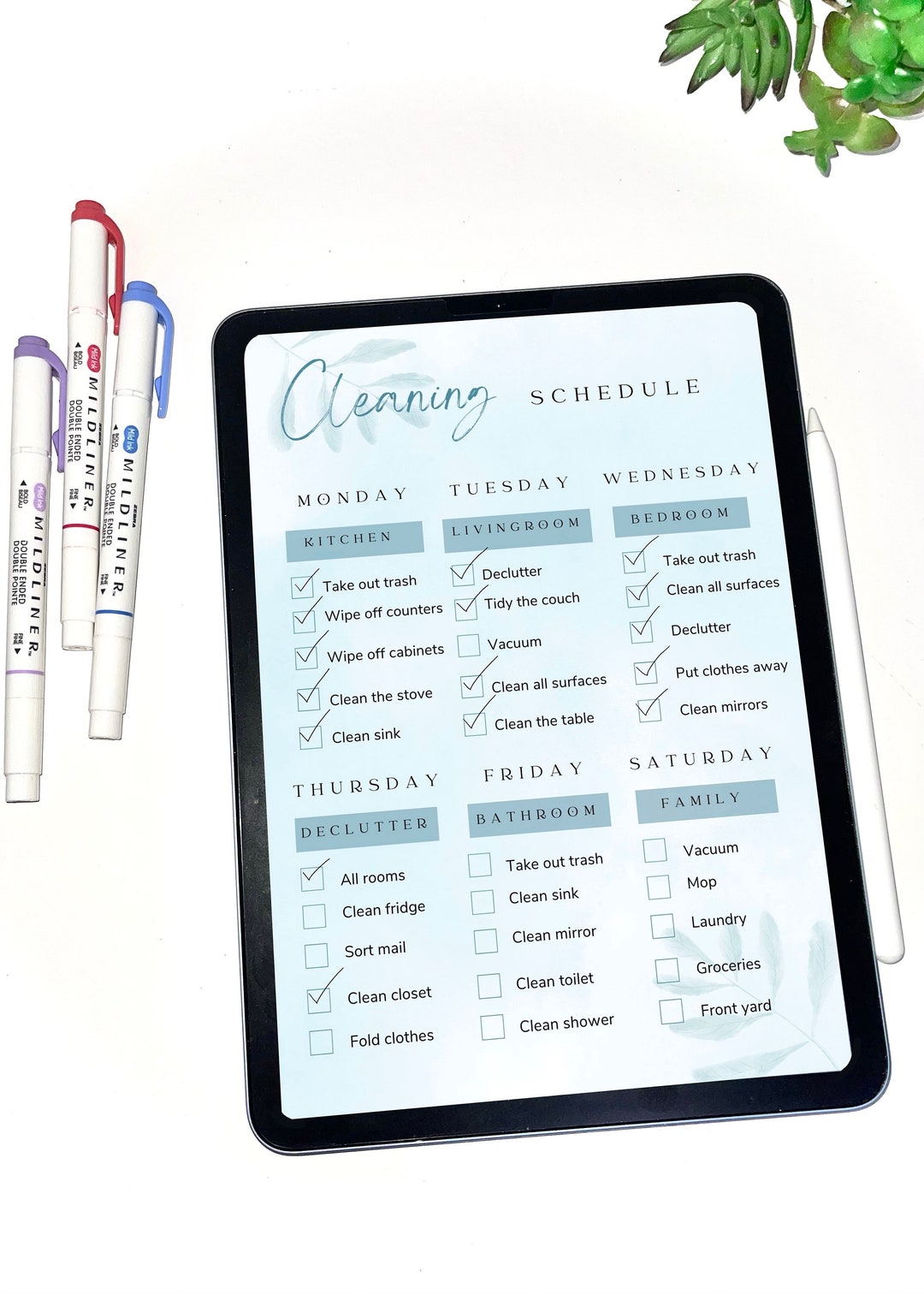 Editable Cleaning schedule template Aesthetic Planner Weekly cleaning ...