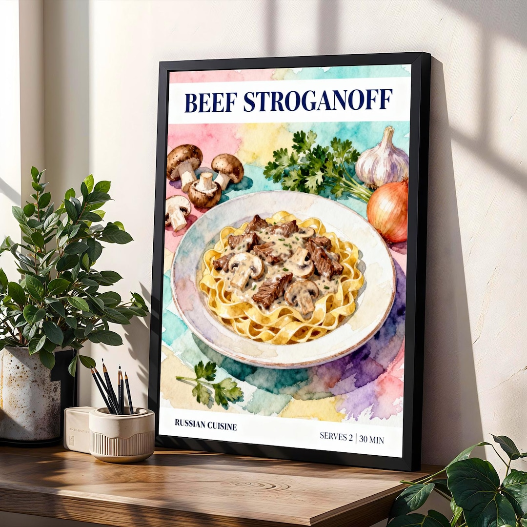Beef Stroganoff Art Print – Pink, Yellow, Blue, Green and Brown ...
