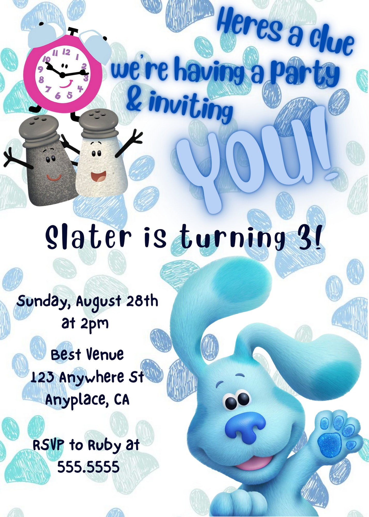 Birthday Party Invitation Blue's Clues Birthday, Blue's Clues ...