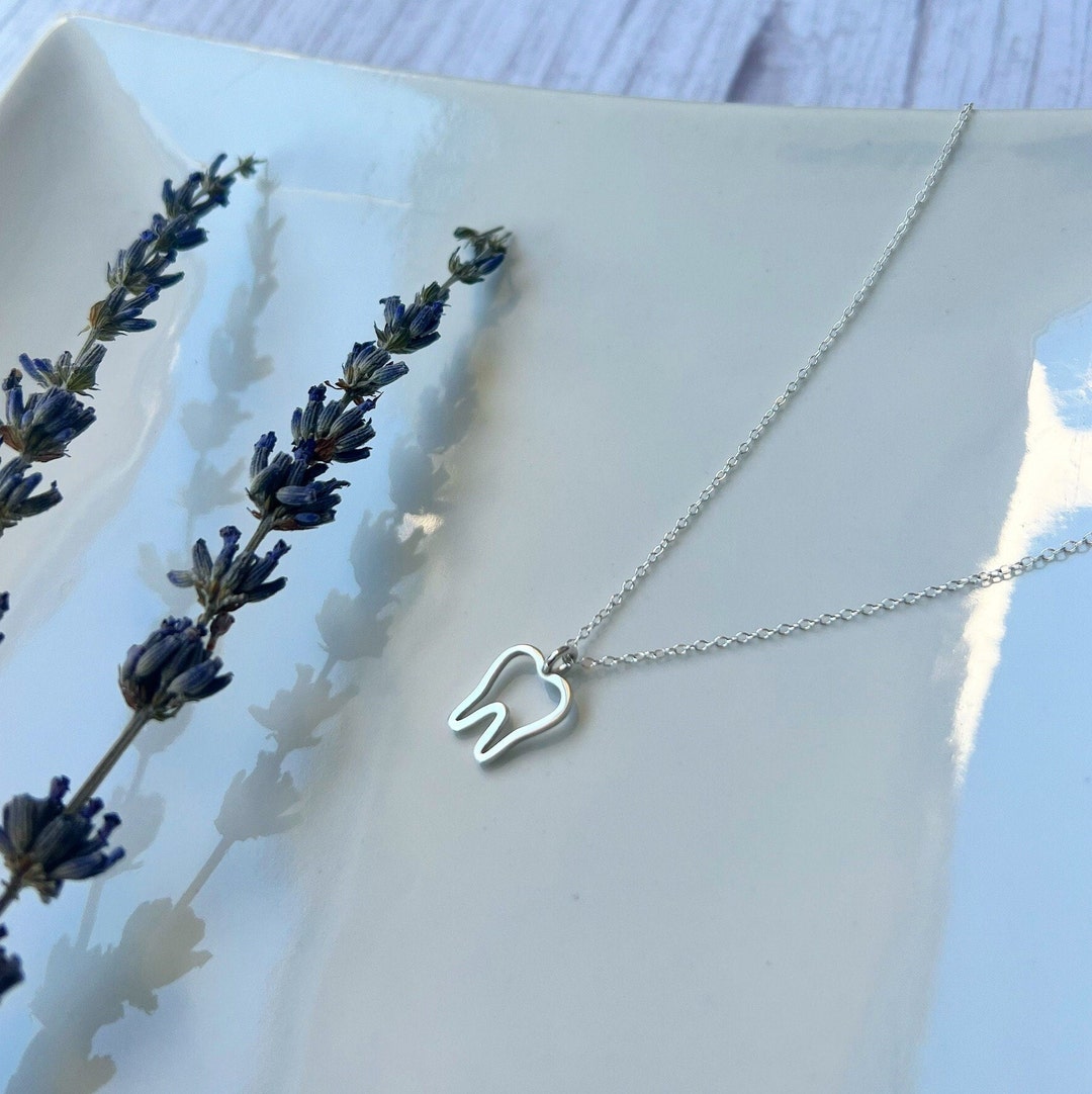 Tooth Pendant on Necklace w/ Chain Extender, Dental, Dentist, Dental ...