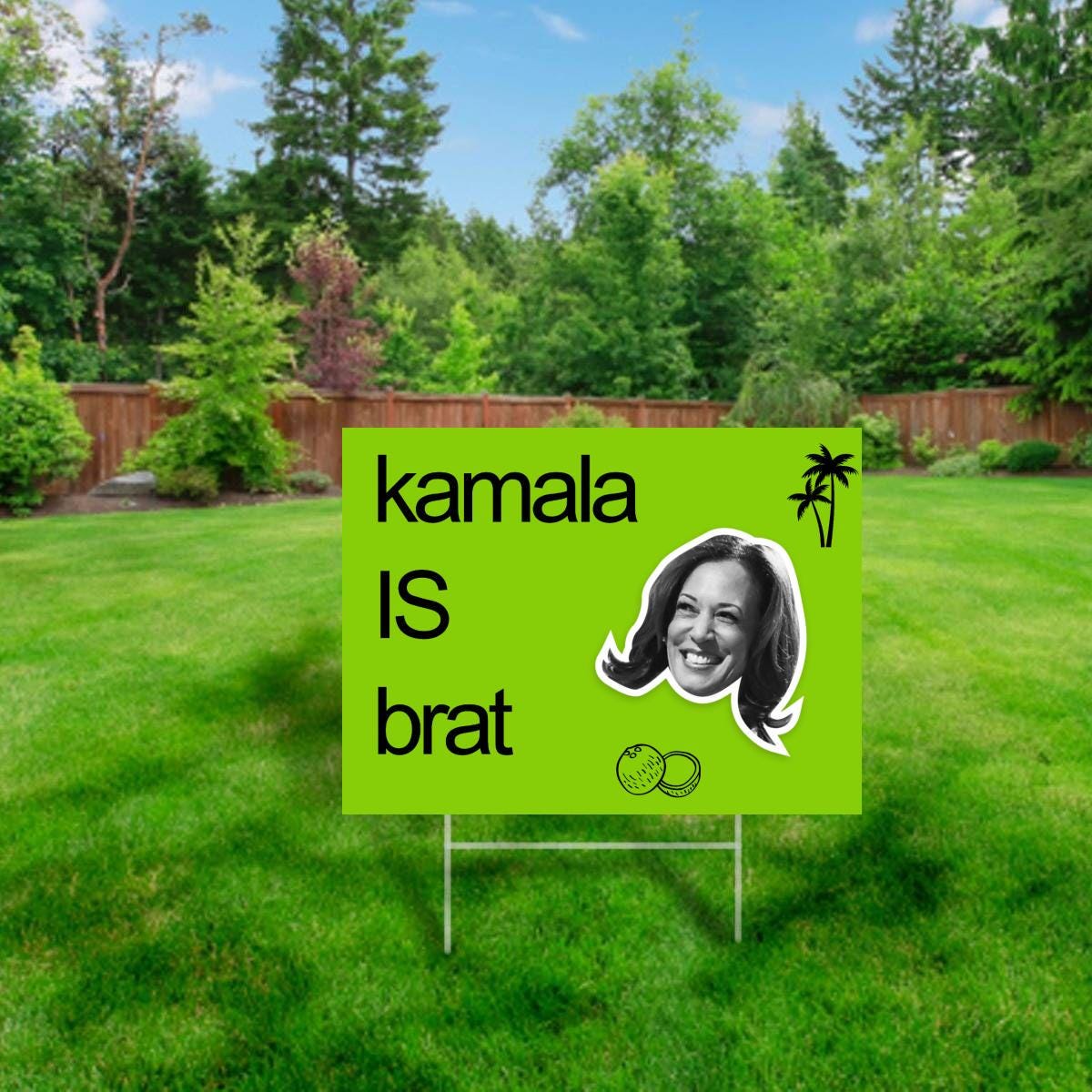 Kamala IS Brat, 2024 Election Coconut Tree Kamala Harris 24 X 18 Inch ...