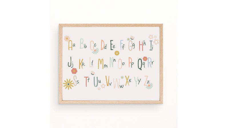 Flower Alphabet Poster, Educational Wall Art Printable, Nursery Wall ...