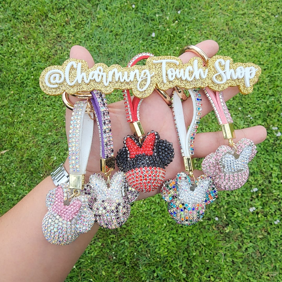 Rhinestone Keychain, Rhinestone Mouse Ears, Mouse Ears Keychain ...