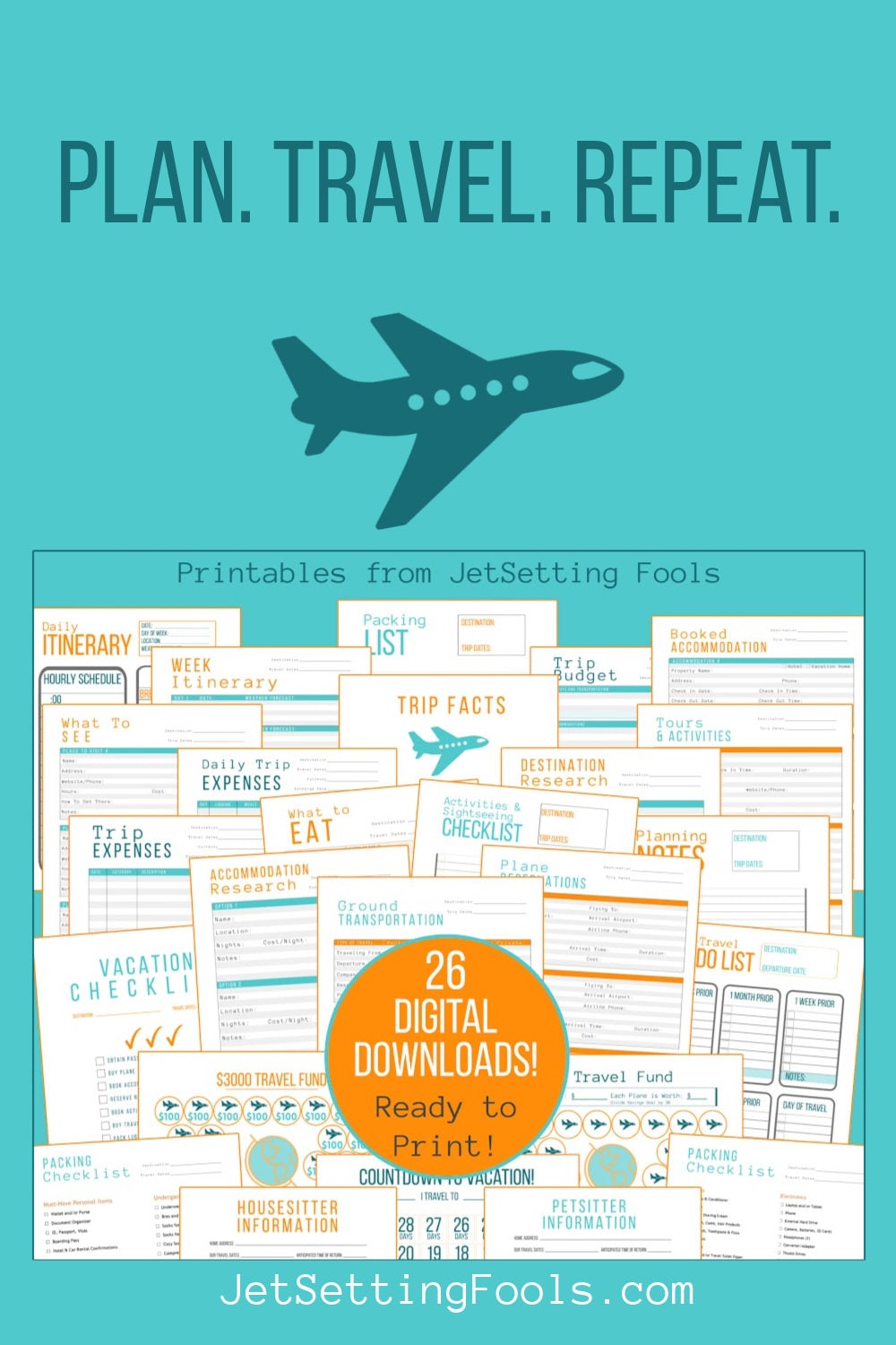 Travel Planner Printables: Vacation Budget, Trip Itinerary, Packing ...