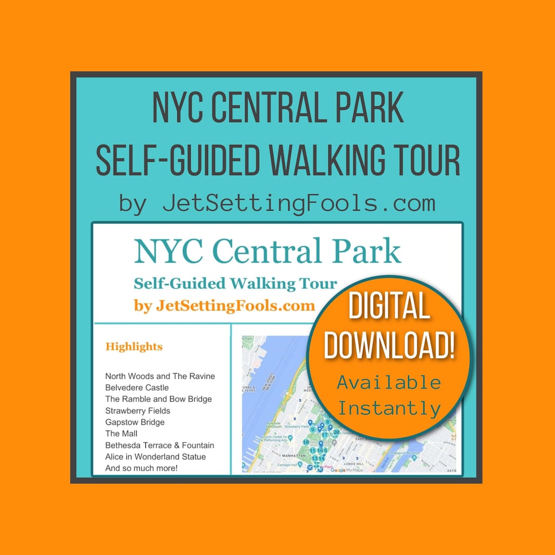 NYC Central Park Walking Tour With Map and Map Links Featuring Top ...