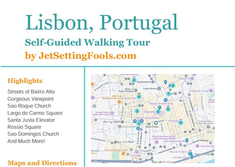 Lisbon City Center Walking Tour With Map and Map Links Featuring Top ...
