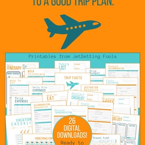 Travel Planner Printables: Vacation Budget, Trip Itinerary, Packing ...