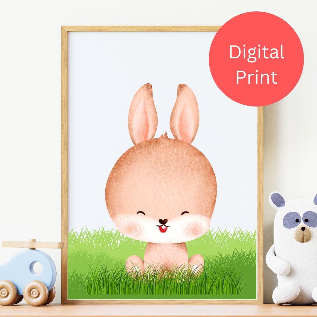 Printable Bunny Nursery Wall Art. Digital Nursery Print, Kids Wall Art ...
