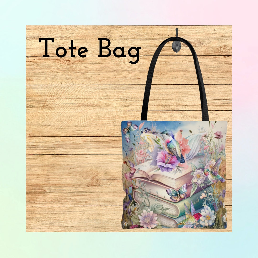 Hummingbirds Bookish Tote Bag: Floral Library Canvas Carrier - Etsy