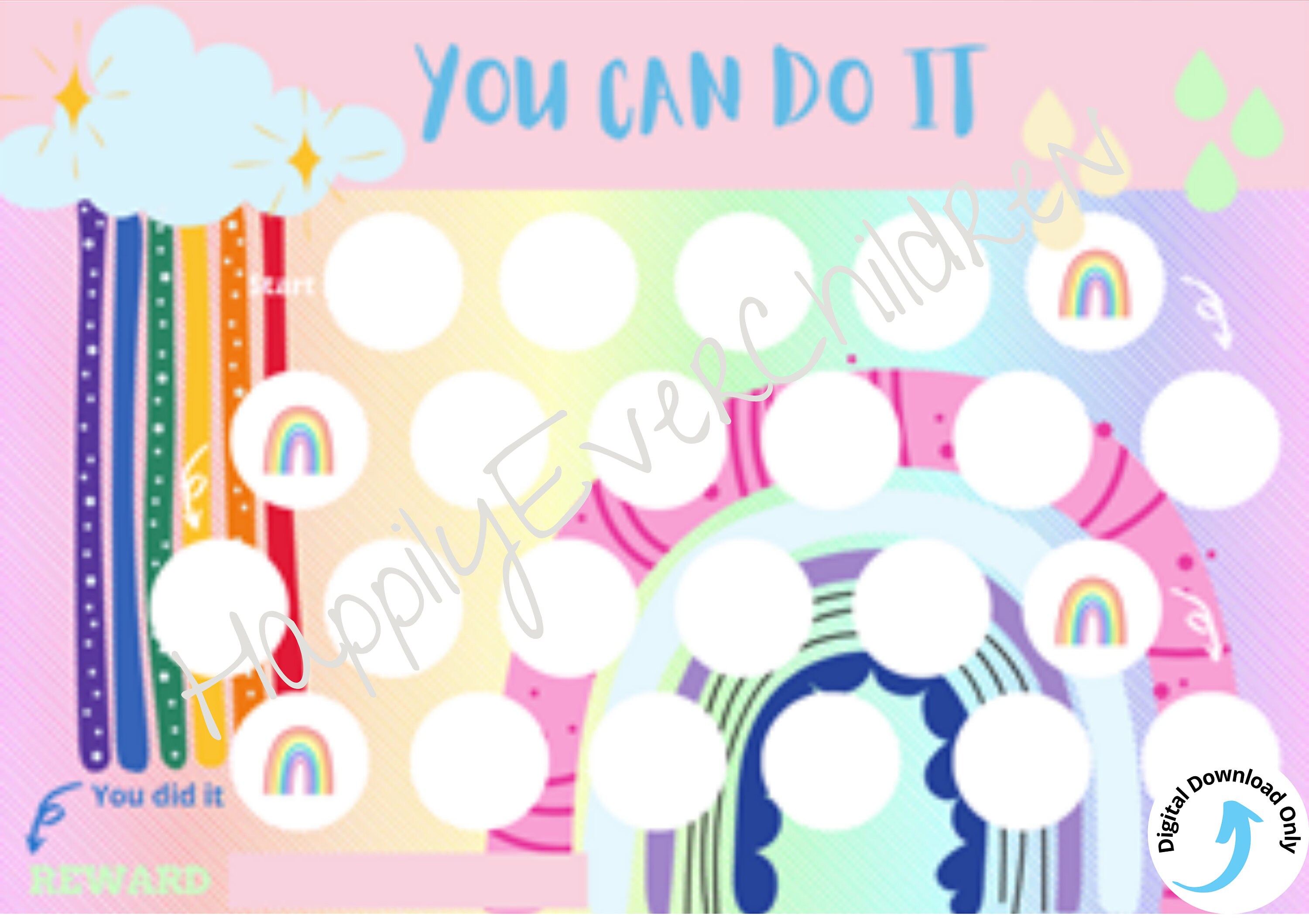 Rainbow Reward Chart, Potty/toileting Chart, Children's Achievements ...