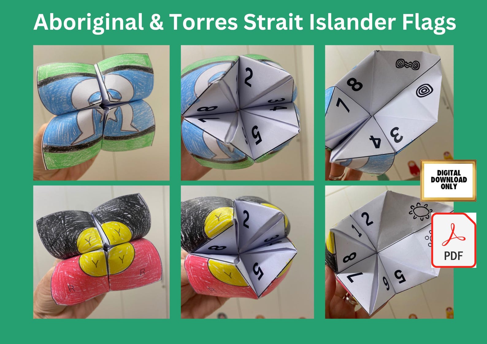 Aboriginal & Torres Strait Islander Cootie Catchers, Aboriginal Flag ...