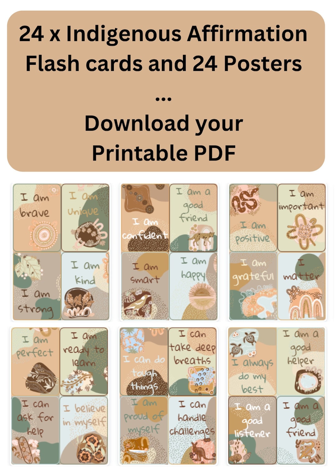 Indigenous Affirmation Flash Cards and Posters, Printable Classroom ...