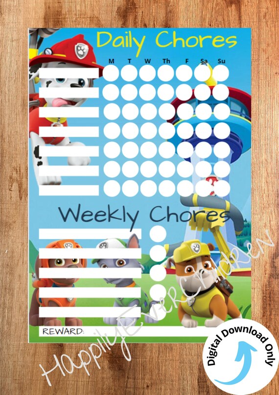 Cartoon Chore Charts Chore Charts for Kids Printable Chore - Etsy
