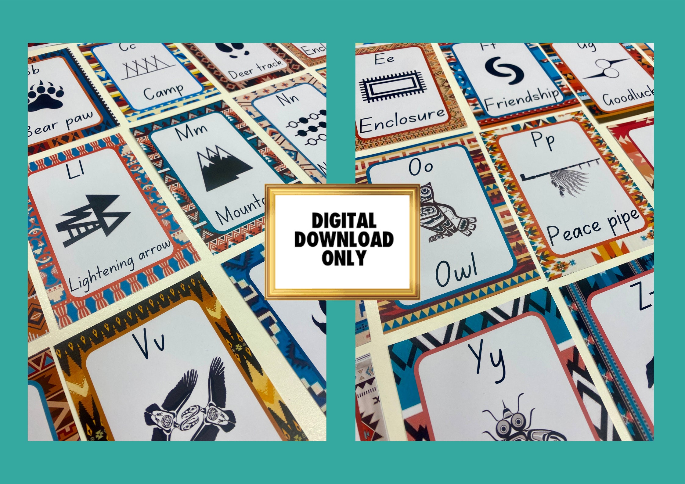 Native American Alphabet Flash Cards and Posters, American Indian ...