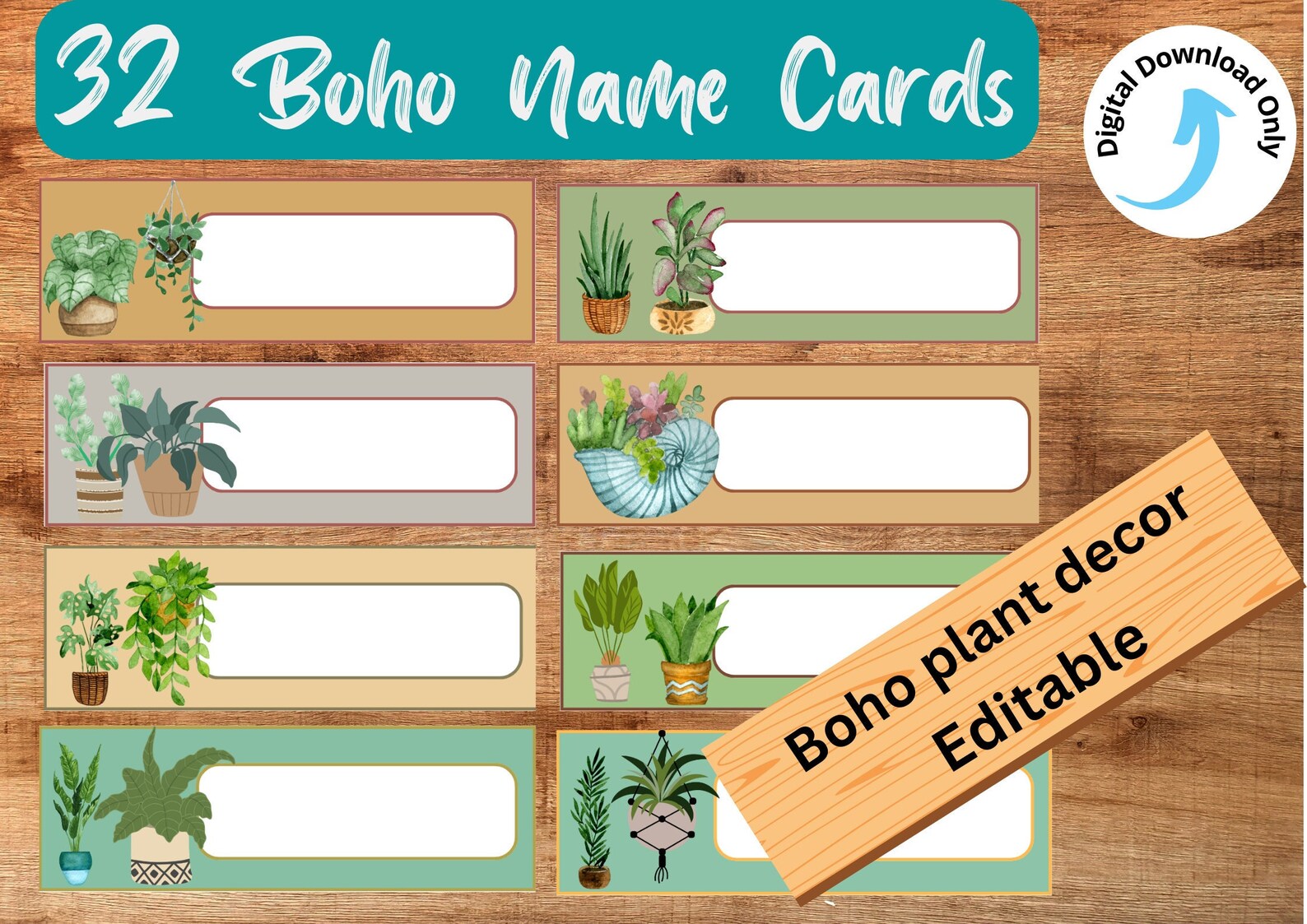 Neutral Boho Classroom Labels, Printable Name Plates, Boho for the ...