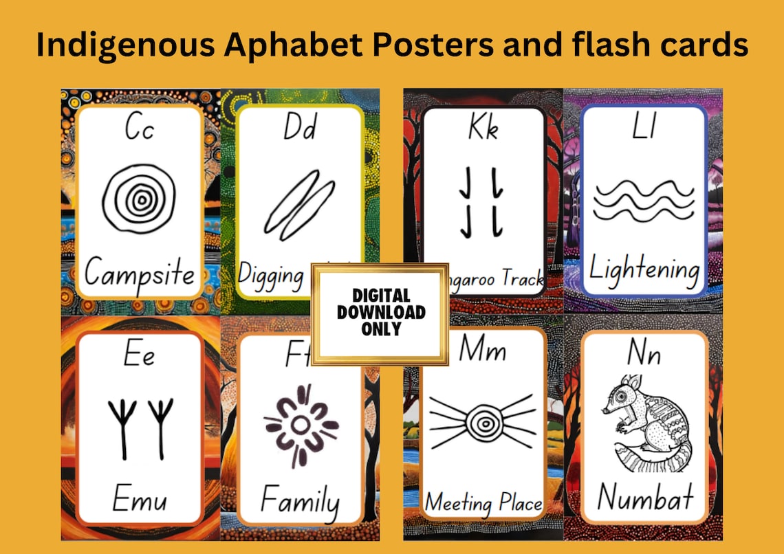Indigenous Alphabet Flash Cards and Posters, Aboriginal Symbols ...